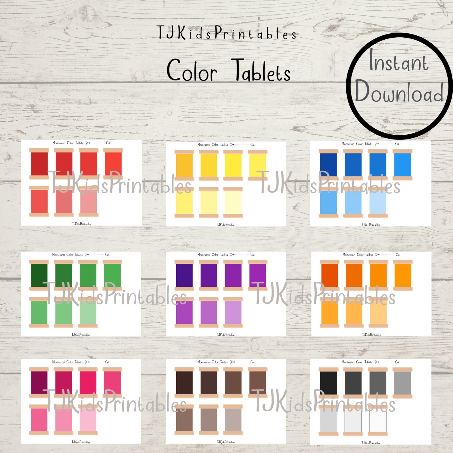 Montessori Color Tablets Printable Color Grading Color Box - Etsy