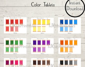 Montessori Color Tablets Printable Color Grading Activity - Etsy