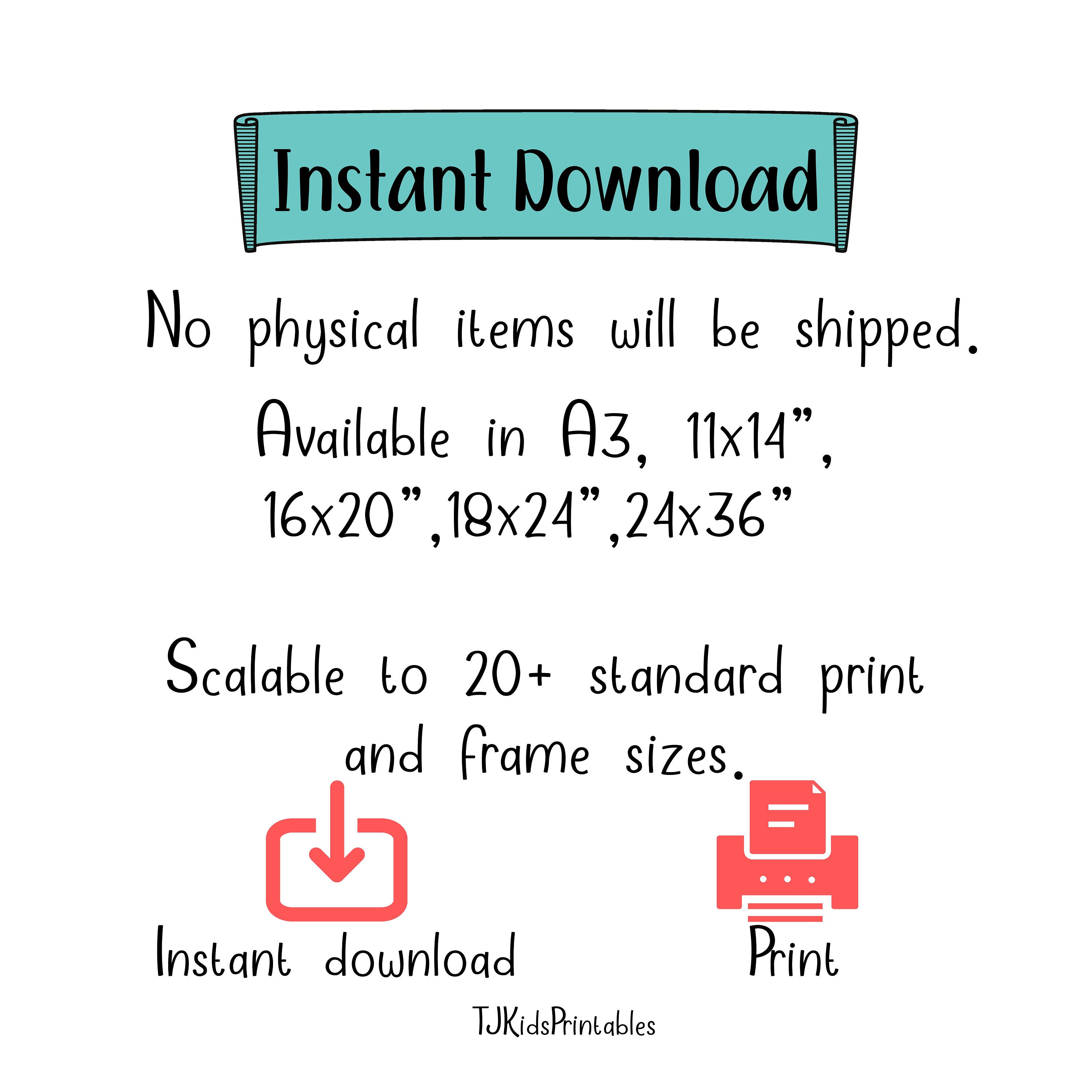 Numbers 1 to 20 Poster, Printable Wall Art, Educational Wall Art, Kids ...