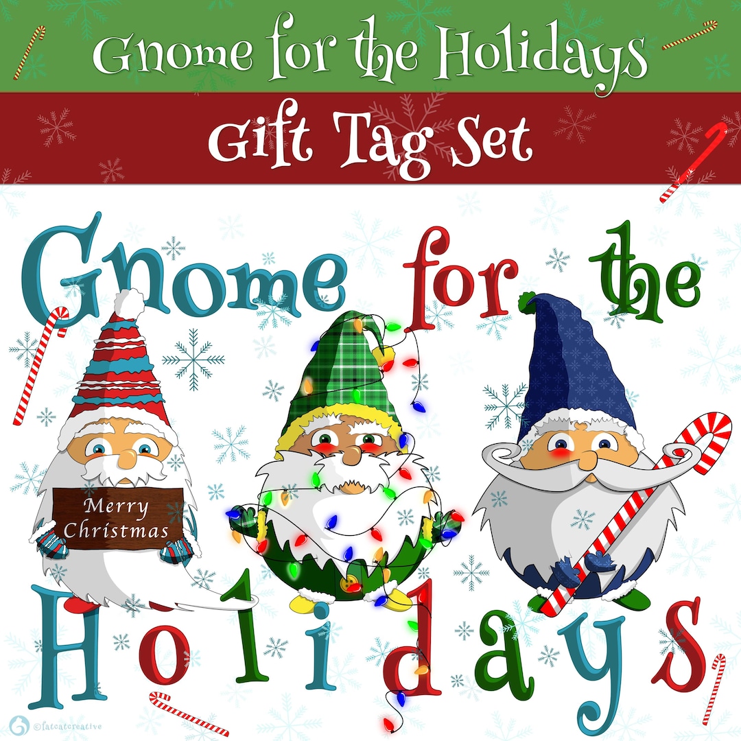Gnome Gift Tags Printable – Holiday Gift Tags PDF, Cute Gnome Christmas ...