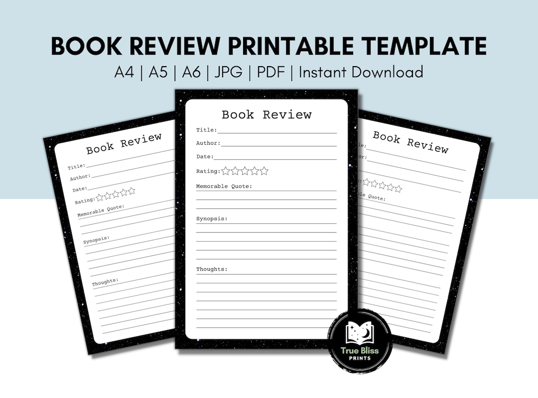 Book Review Printable Journal Spread Template Reading Tracker Digital ...