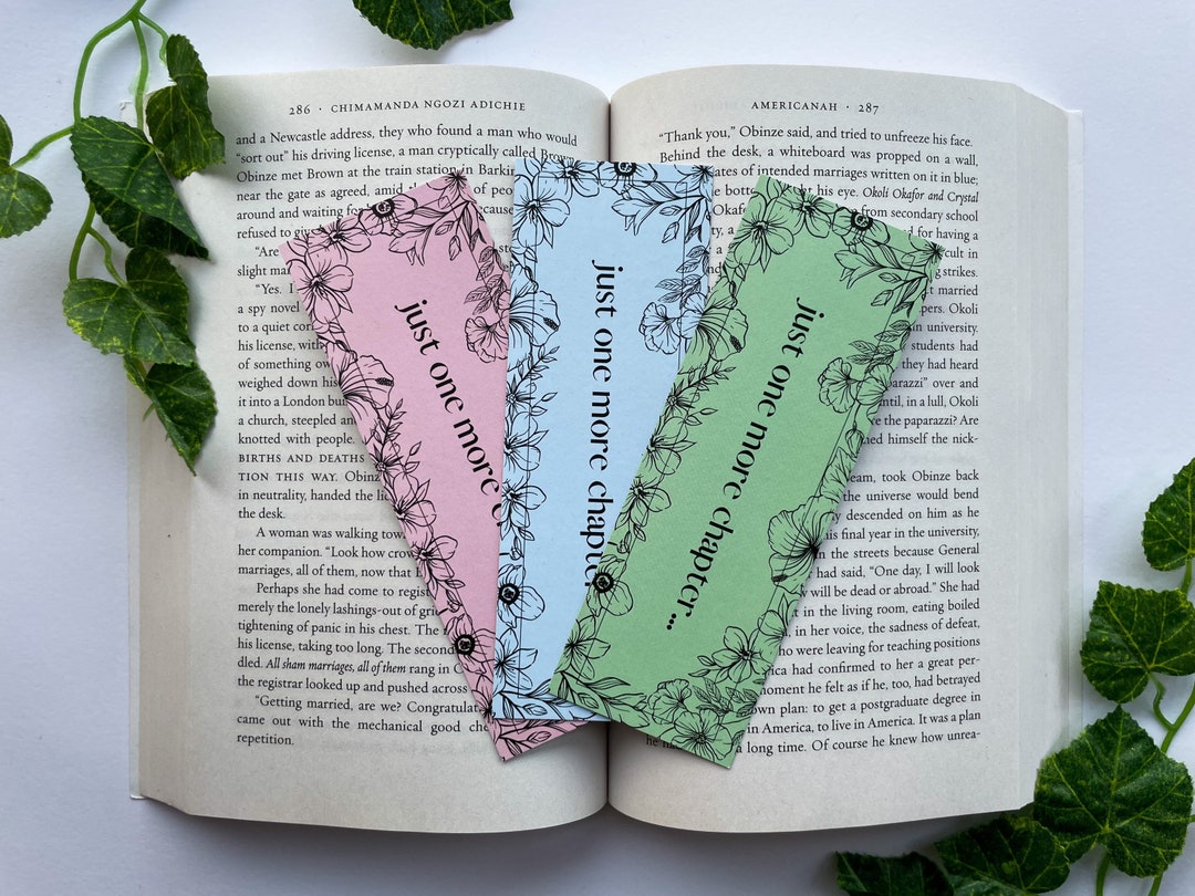 Just One More Chapter Bookmarks | Flowers | Colour Options | Pretty ...
