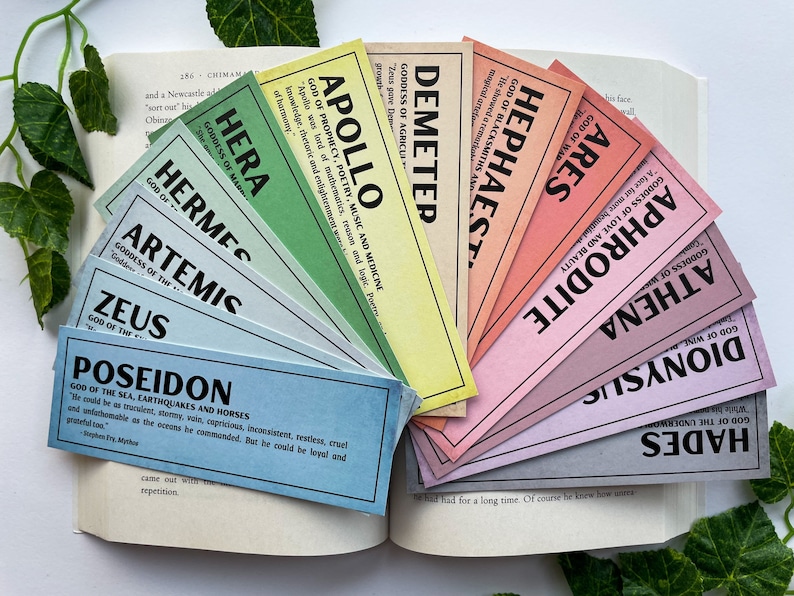 Greek Mythology Bookmark Set Gods and Goddesses Bookish Gift - Etsy