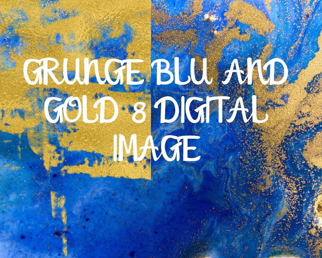 Blue and Gold Grunge Digital Paper, Grungy Distressed Backgrounds ...