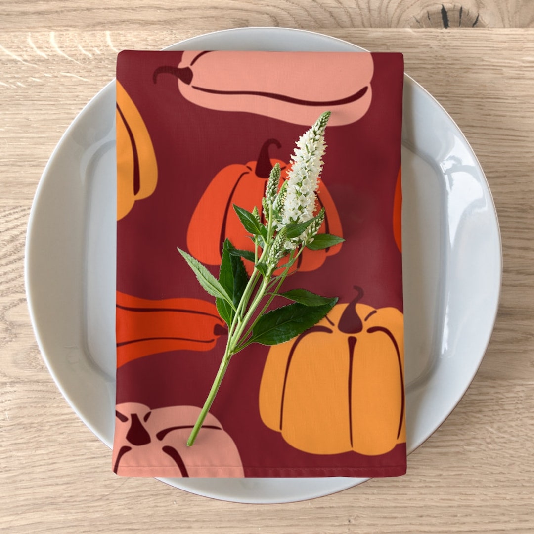 Thanksgiving Cloth Napkins Set of Four Burnt Orange and - Etsy