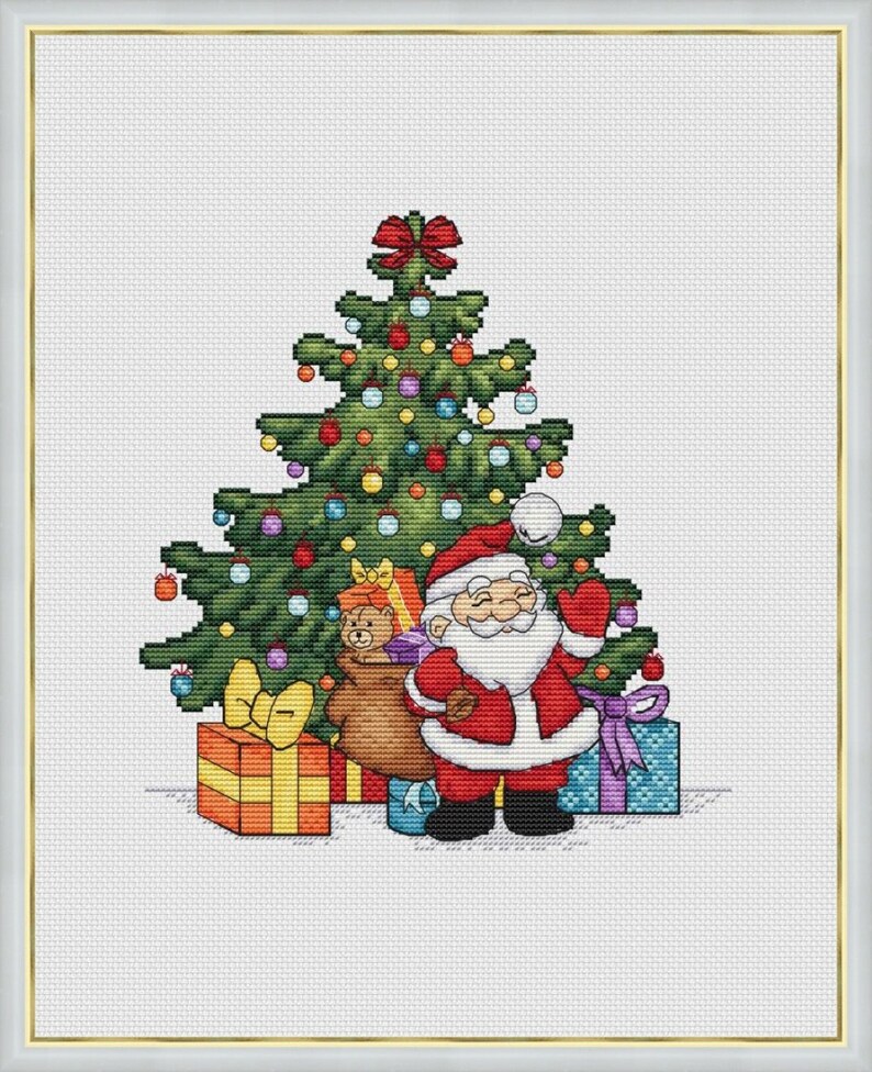 Christmas Santa Cross Stitch Pattern PDF Winter Counted Cross - Etsy