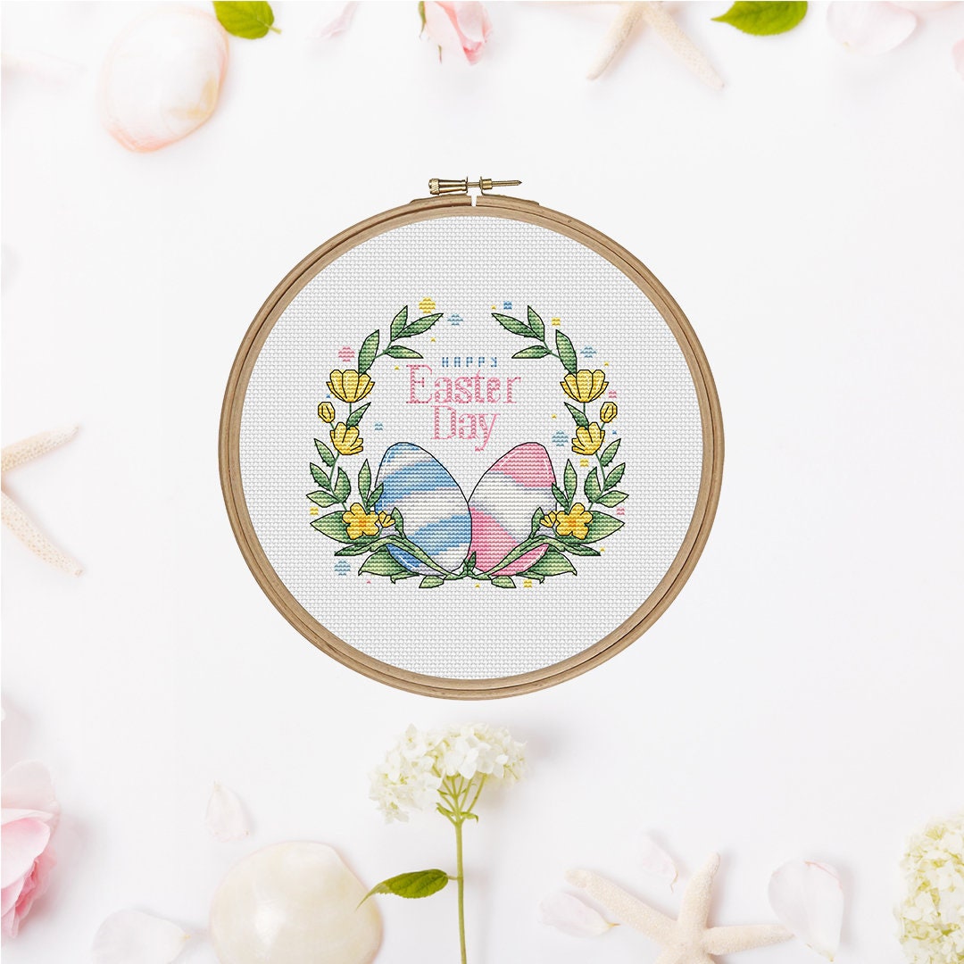 Easter Cross Stitch Pattern PDF Easter Flowers Cross Stitch - Etsy