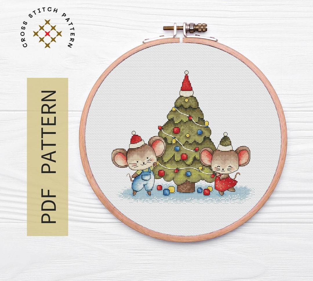 Christmas Mice Cross Stitch Pattern PDF, Mice Cross Stitch Chart ...