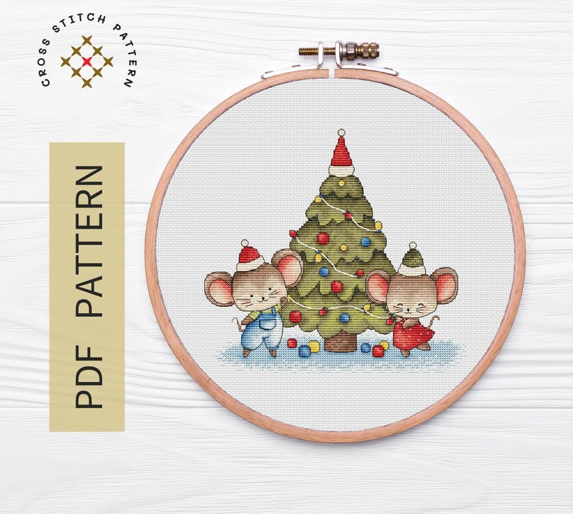 Christmas Mice Cross Stitch Pattern PDF, Mice Cross Stitch Chart ...