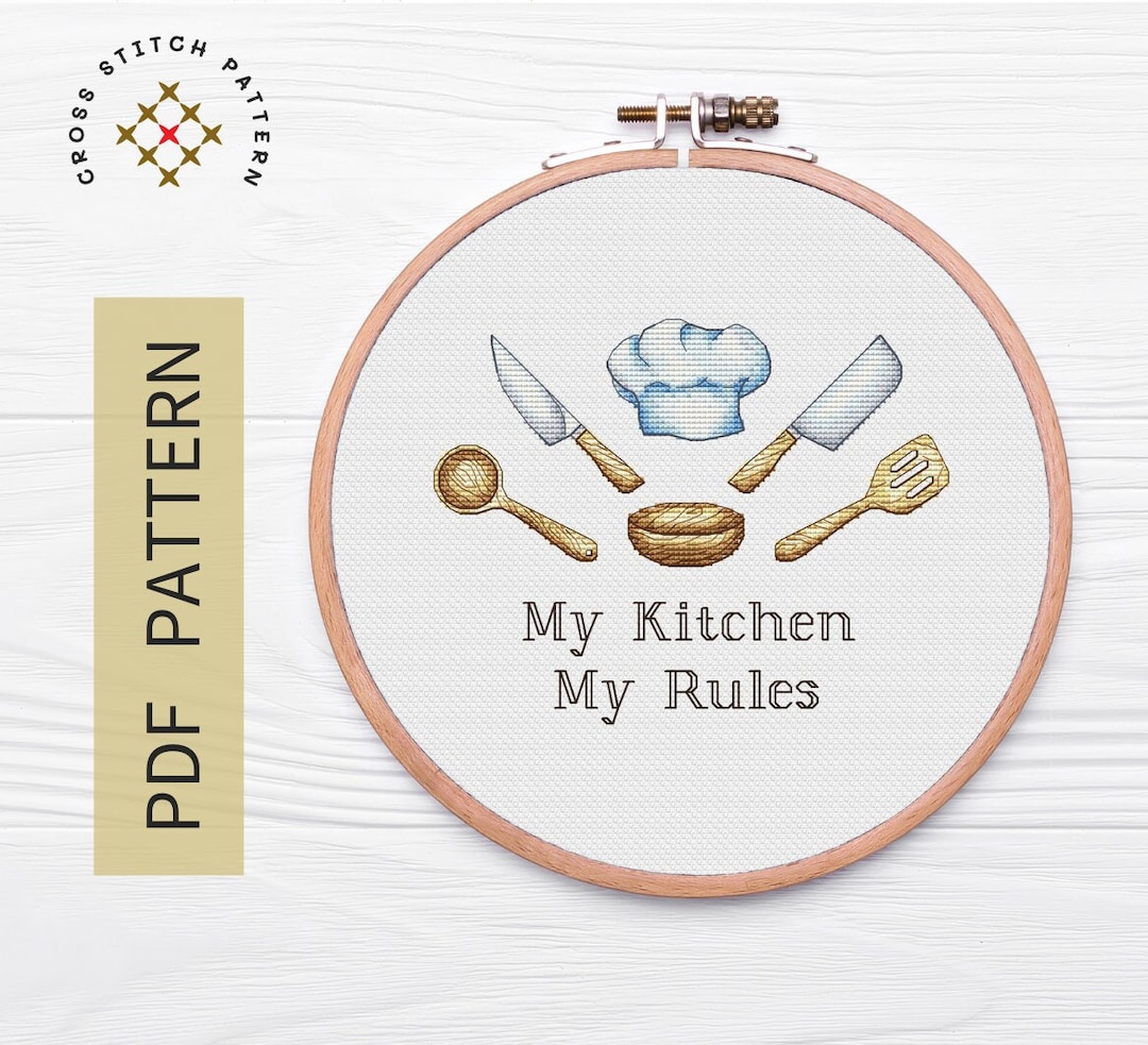Kitchen Cross Stitch Pattern PDF, Modern Cross Stitch, Baking Cross ...