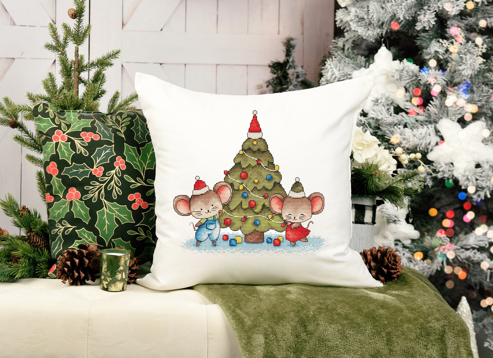 Christmas Mice Cross Stitch Pattern PDF, Mice Cross Stitch Chart ...