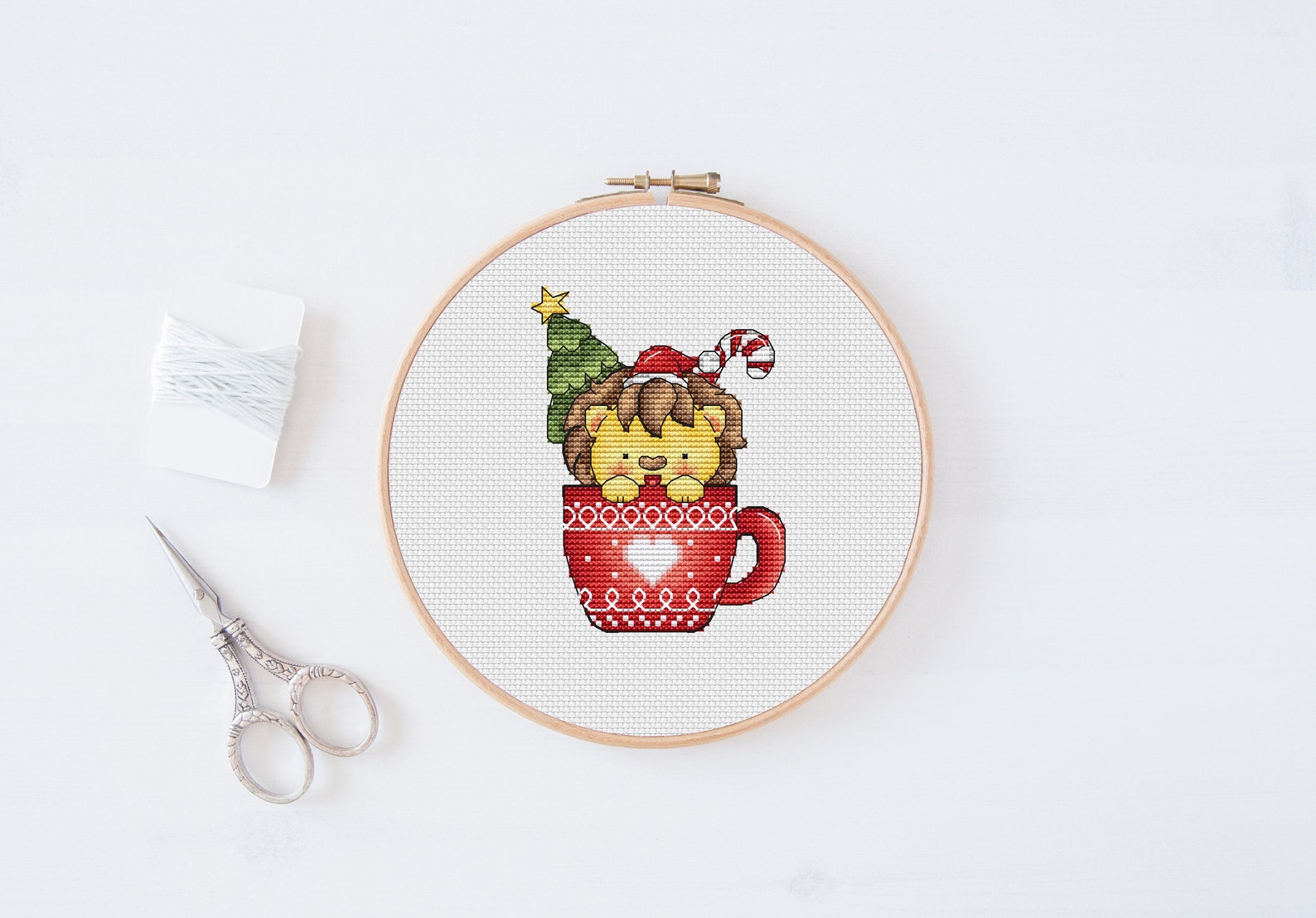 Christmas Lion Cup Cross Stitch Pattern (PDF Download) - Etsy