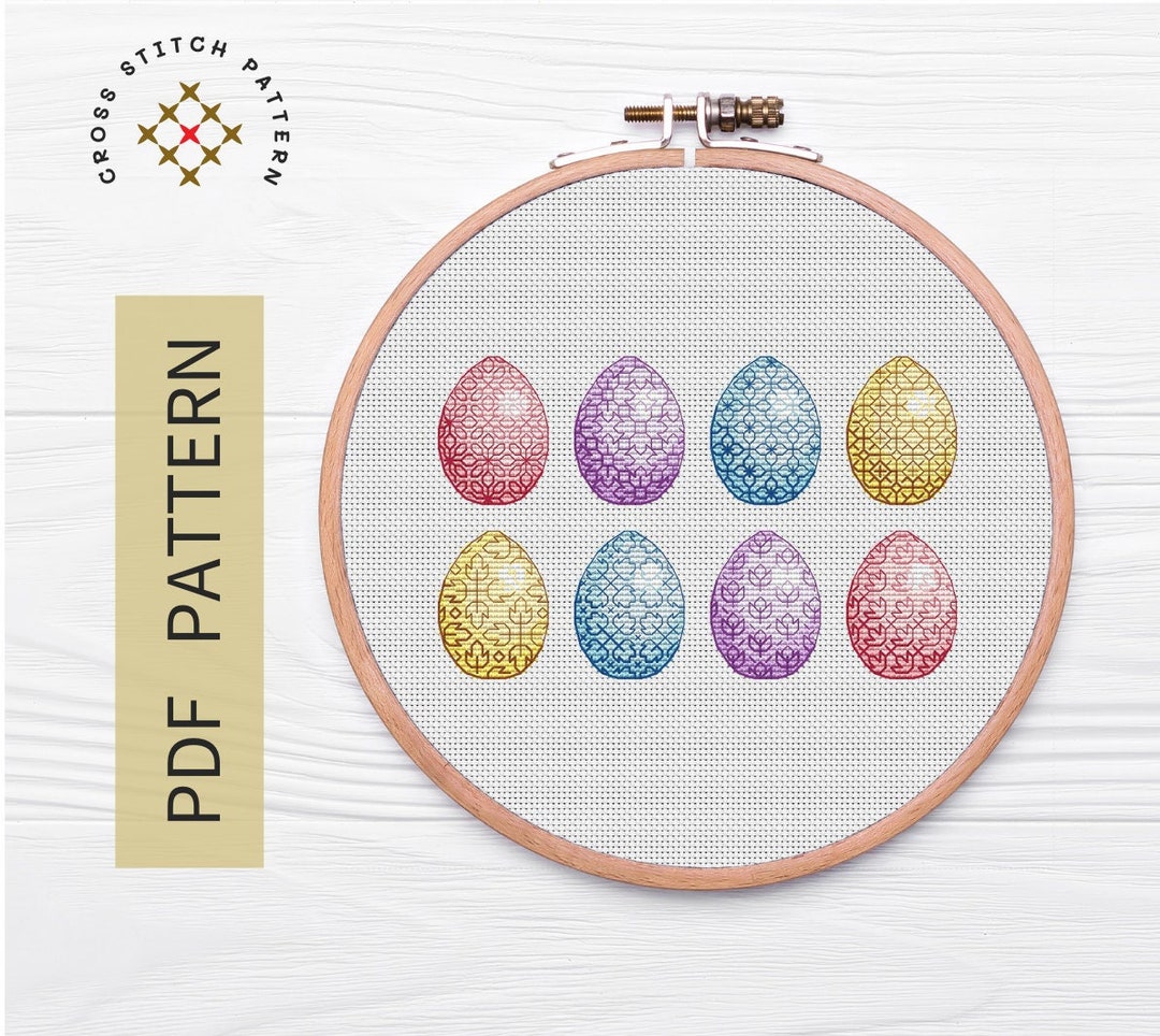 Easter Eggs Cross Stitch Pattern PDF, Easter Blackwork Eggs Pattern PDF, DMC Cross Stitch Chart ...