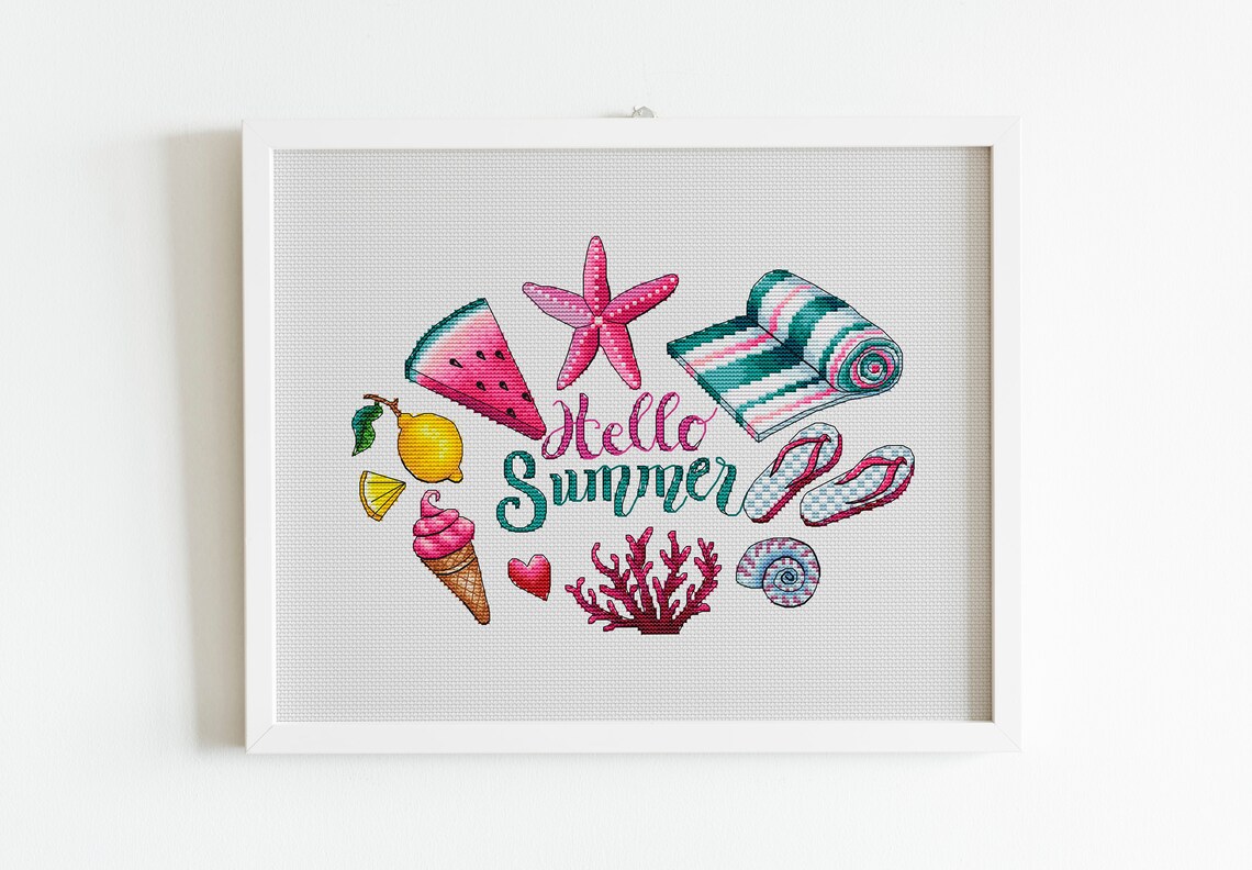 Summer Cross Stitch Pattern PDF Summer Sampler Embroidery - Etsy
