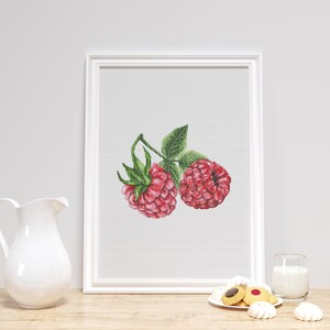Raspberry Cross Stitch Pattern PDF, Embroidery Instant Download, Modern Embroidery, Easy Cross ...