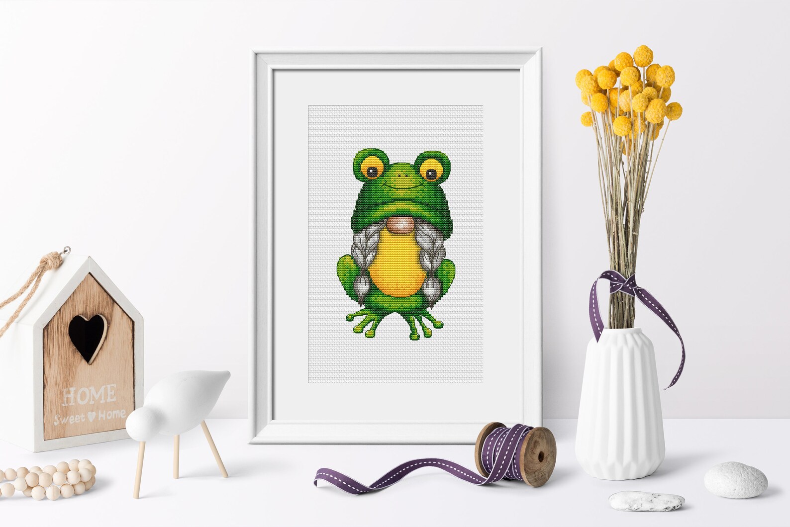 Gnome Cross Stitch Pattern, Frog Counted Cross Stitch Pattern, Cross ...