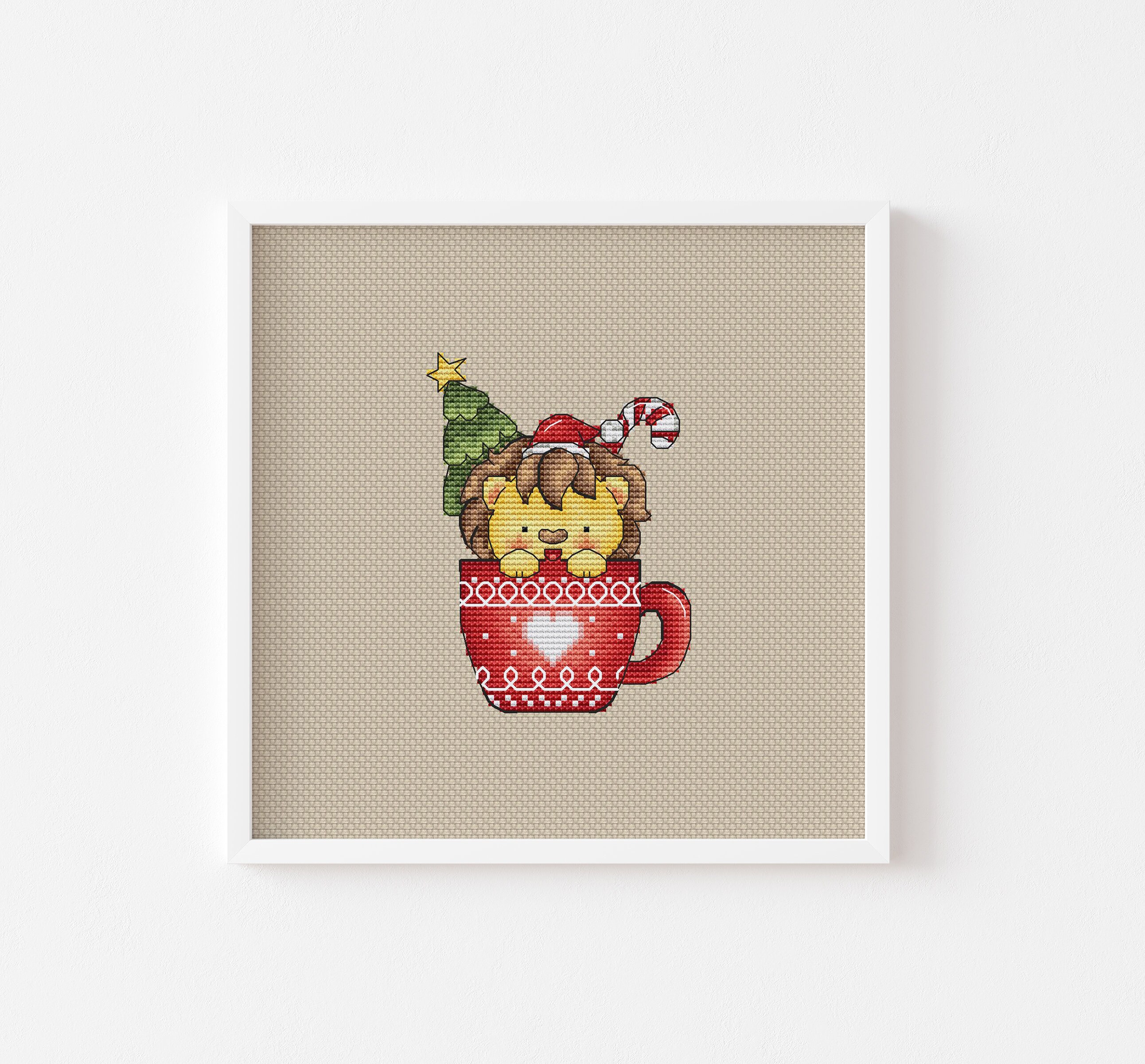 Christmas Lion Cup Cross Stitch Pattern (PDF Download) - Etsy