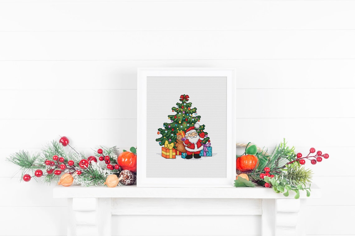 Christmas Santa Cross Stitch Pattern PDF Winter Counted Cross - Etsy
