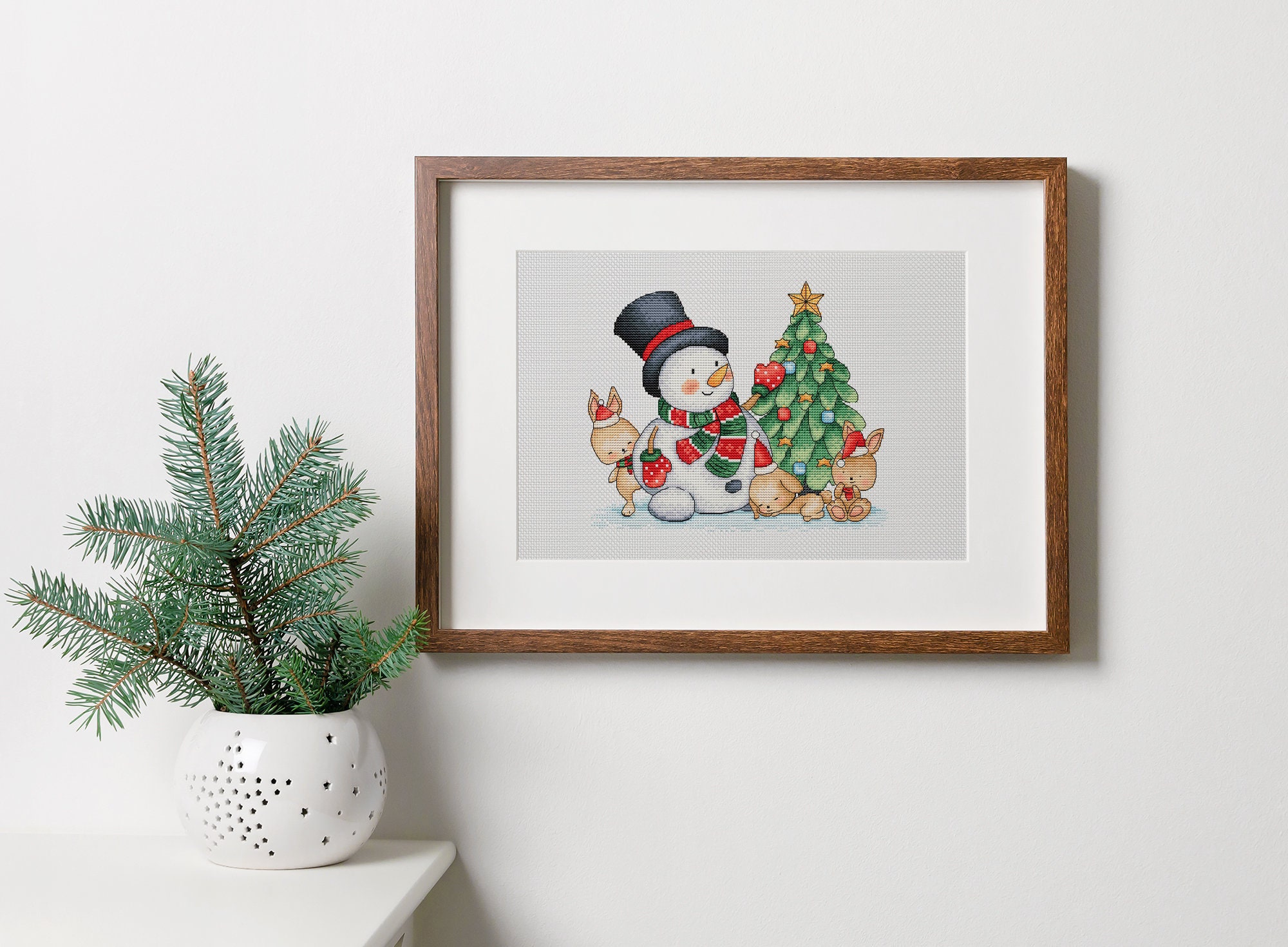 Merry Christmas Cross Stitch Pattern PDF, Bunny Counted Cross Stitch ...