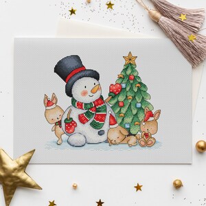 Merry Christmas Cross Stitch Pattern PDF, Bunny Counted Cross Stitch ...