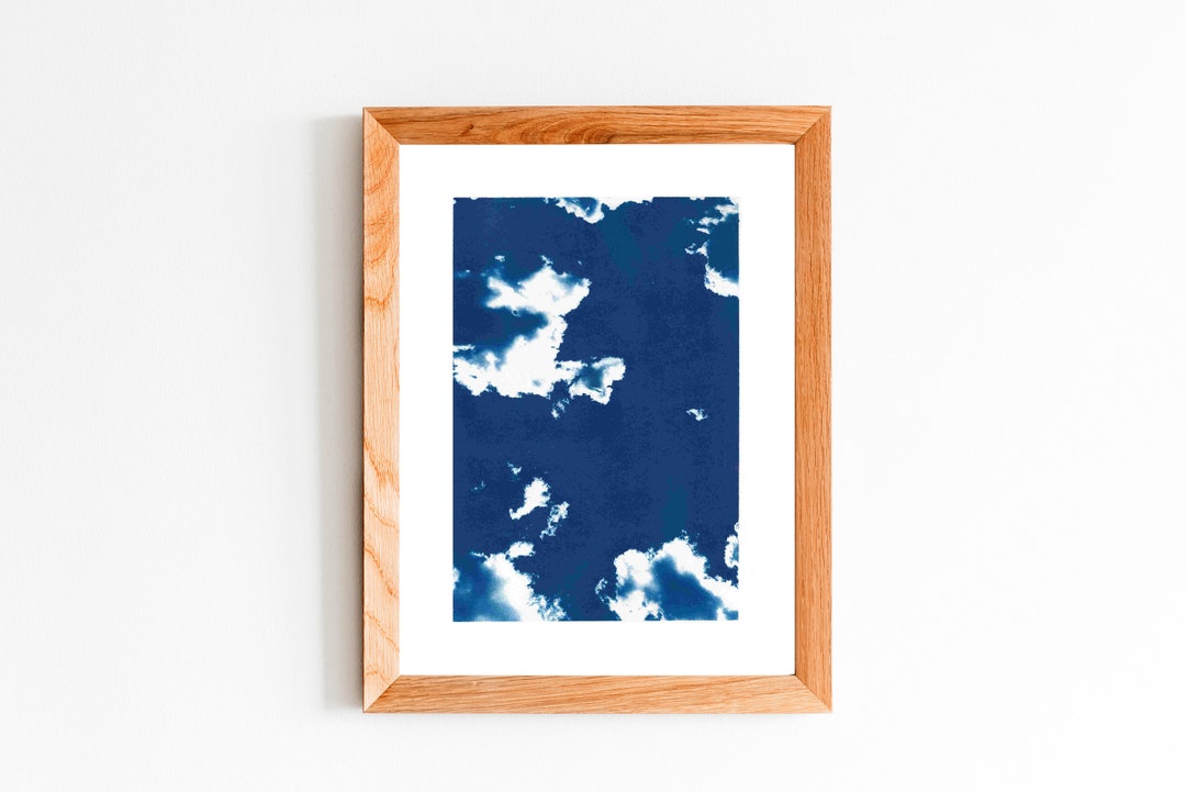 Cyanotype Printable Art - White and Blue Wall Art - Clouds - Digital ...