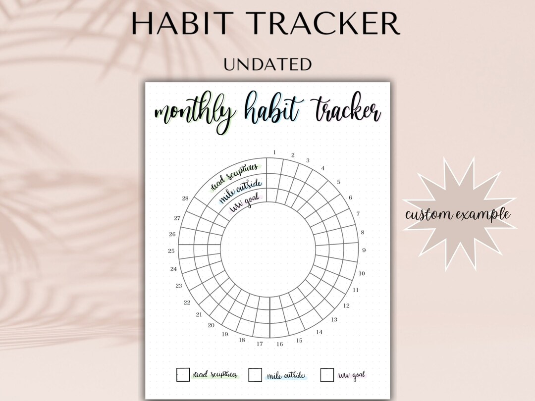 Undated Monthly Habit Tracker! Bullet Journal Tracker, Undated Planner ...