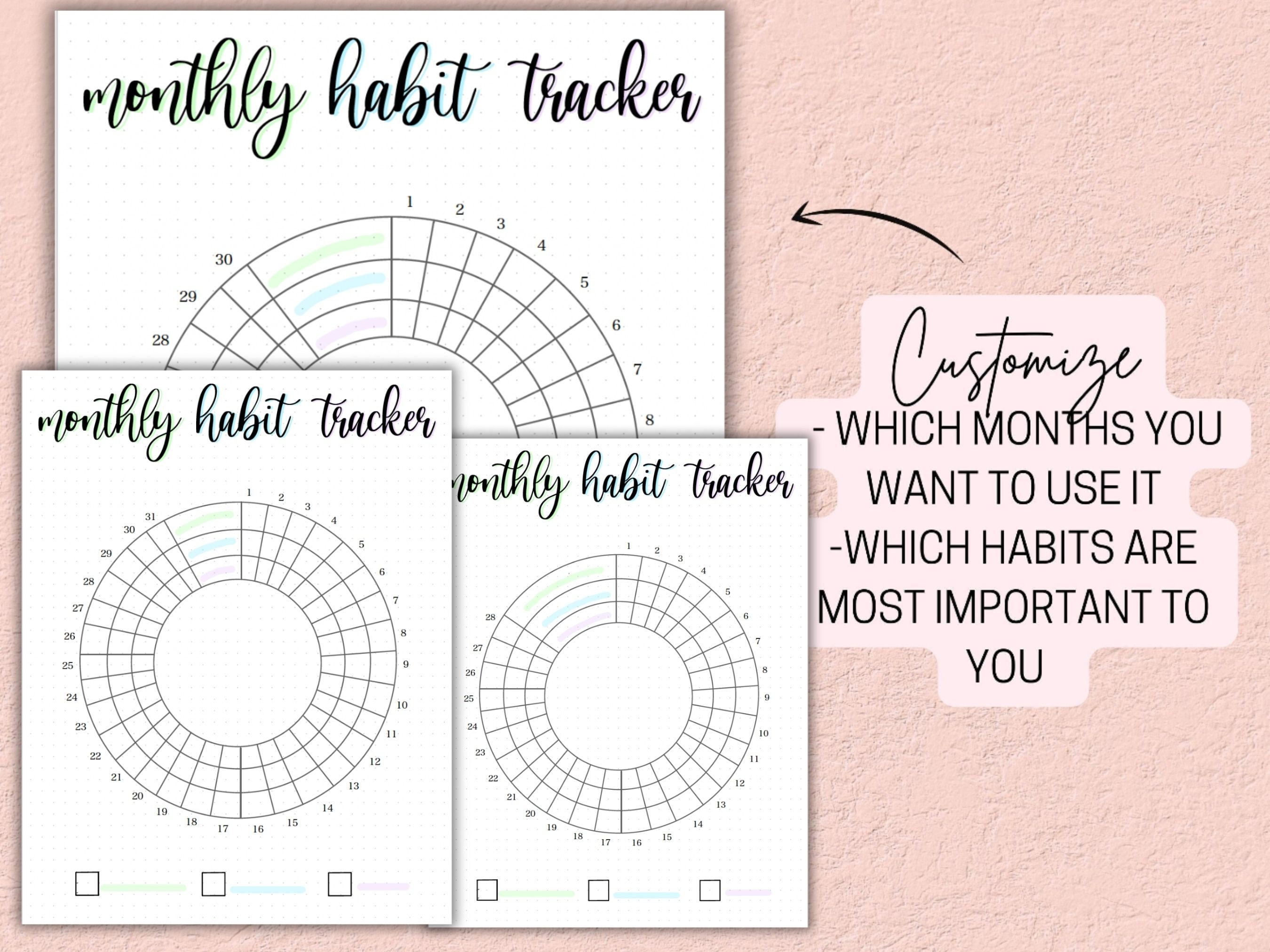 Undated Monthly Habit Tracker! Bullet Journal Tracker, Undated Planner ...