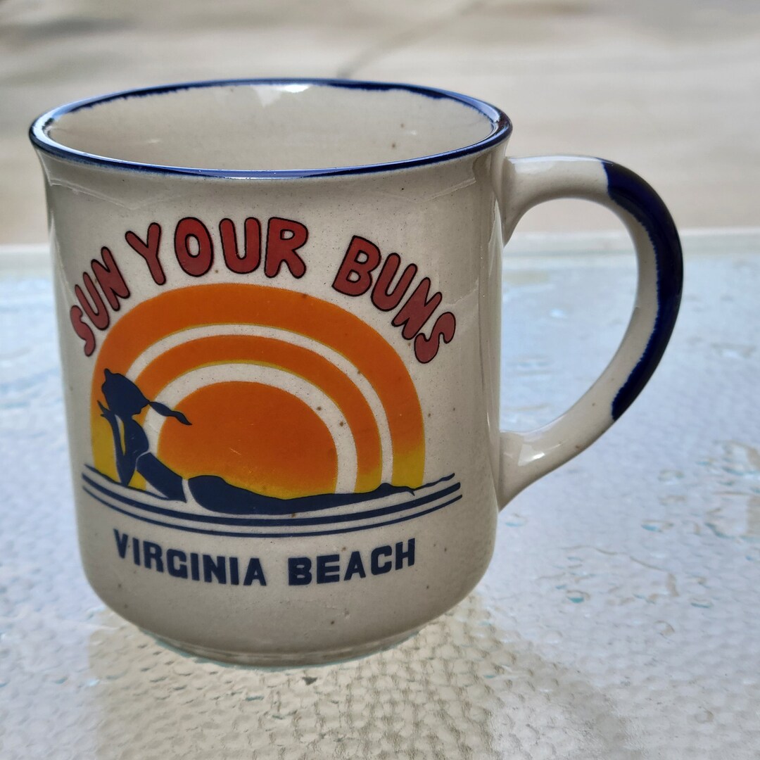 Vintage 'sun Your Buns' Virginia Beach Souvenir Coffee Mug - Etsy