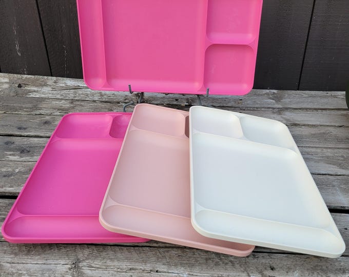 Vintage Tupperware Divided Snack Trays, Stackable Lunch Trays, Set of 4 ...