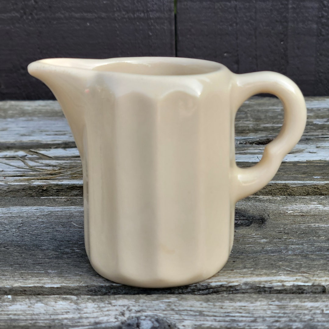 Vintage Hall China Co Classic Ribbed Creamer, Small Beige Ironstone ...