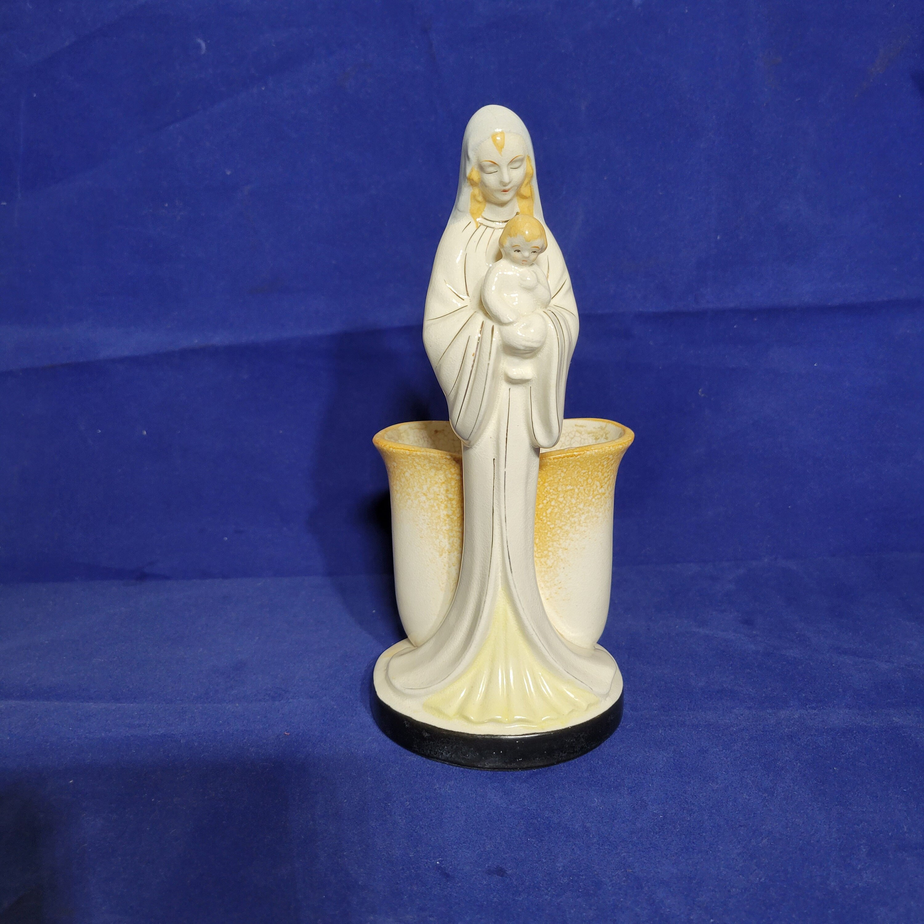 Vintage Madonna and Child Ceramic Planter, Virgin Mary and Baby Jesus ...