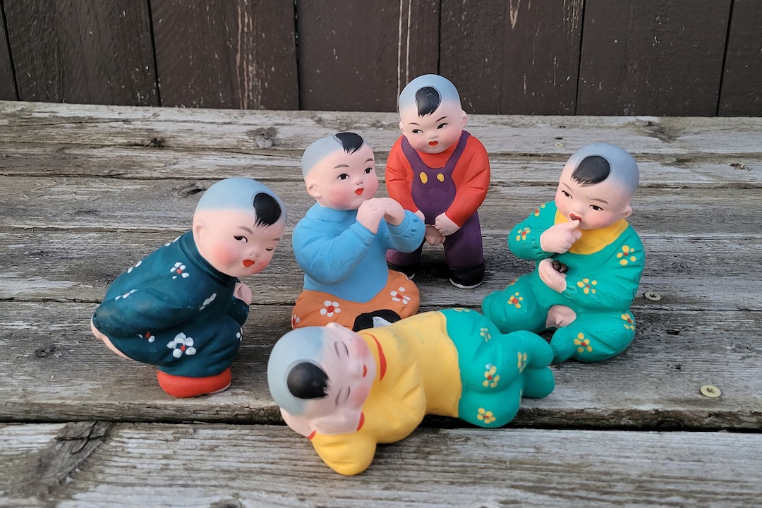 Tianjin Zhang Clay Dolls: Handpainted Chinese Folk Art Figurines, Set ...