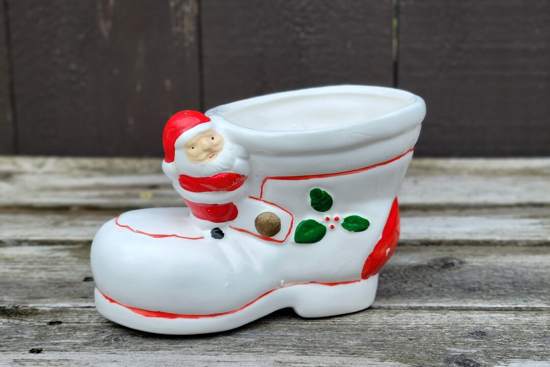 Vintage My-neil Santa Boot Planter: Handpainted Christmas Decor - Etsy