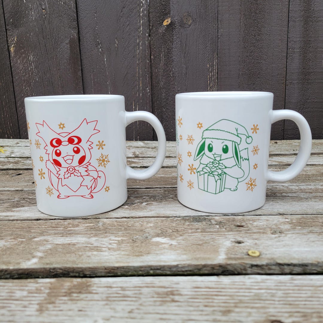 Pokemon Holiday Mugs, Eevee and Pikachu Set, Made in Japan - Etsy UK