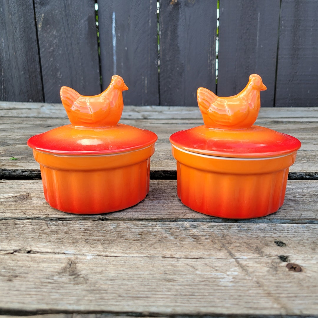 Swiss Pro Quality Cookware Laying Hen on Nest Lidded Ramekins, Set of 2 ...