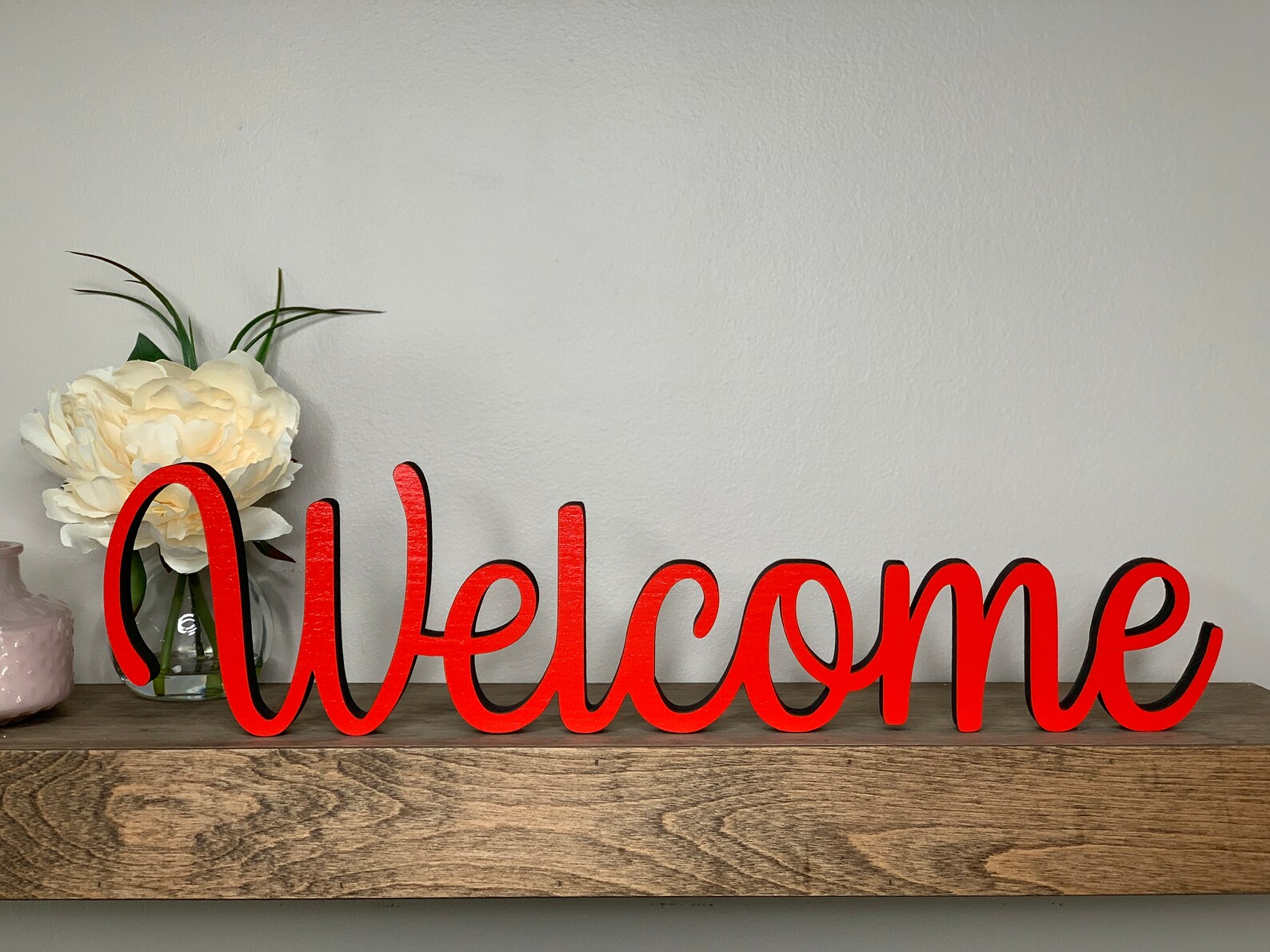 Welcome Freestanding Wood Sign Desk Decor Shelf Decor 3d - Etsy