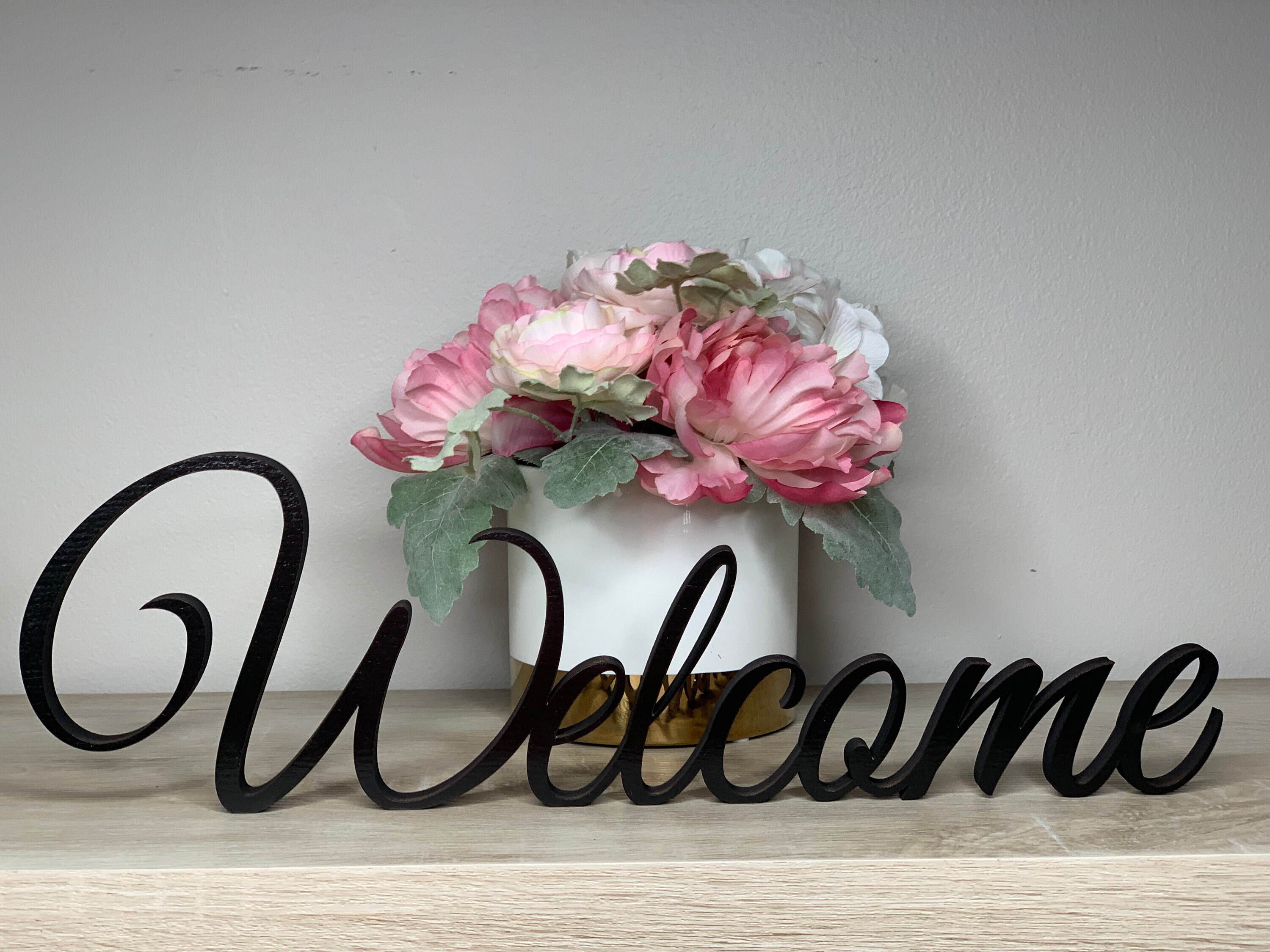 Welcome Freestanding Wood Sign Shelf Decor Desk Decor - Etsy