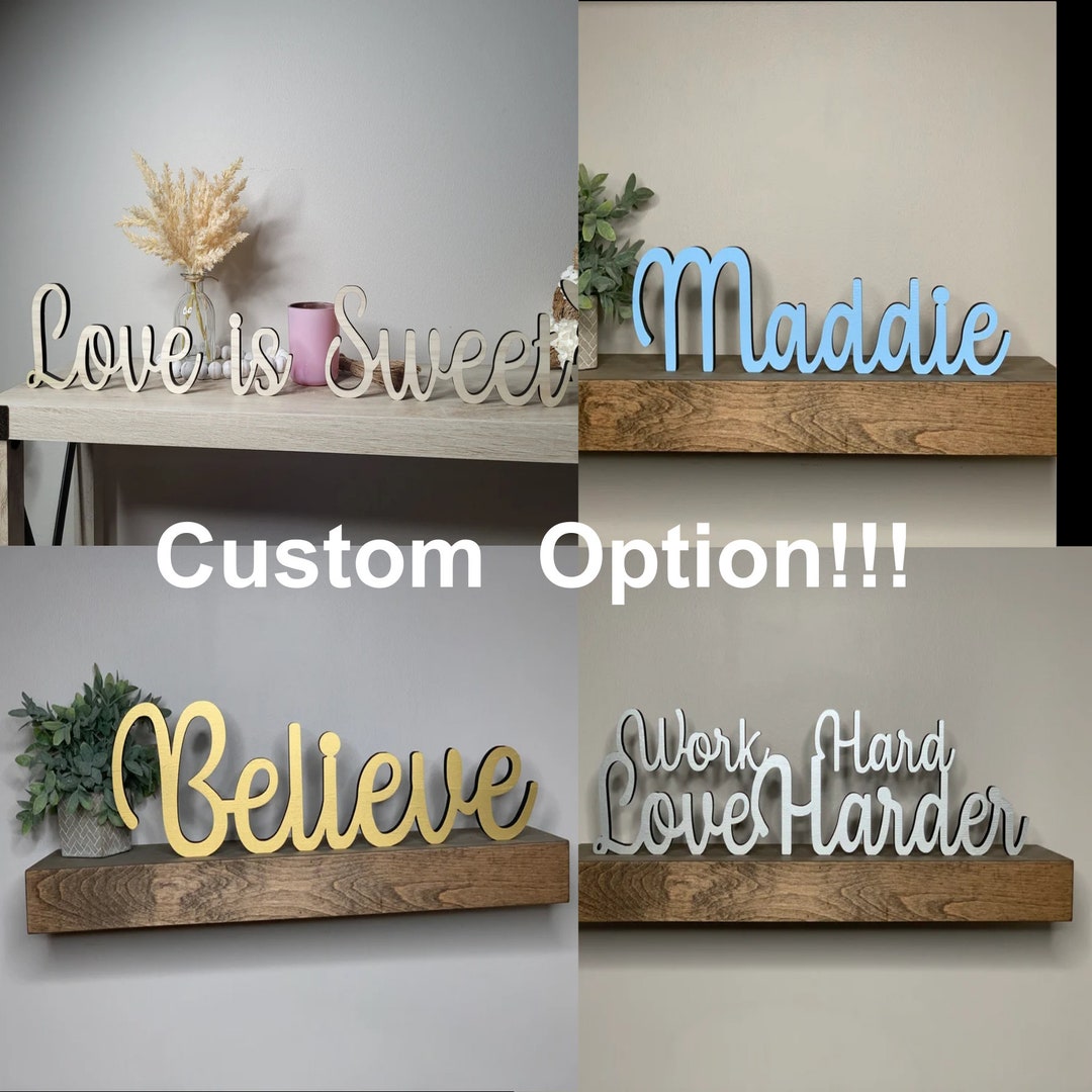 Buy Custom Word Name Freestanding 3rd Font Option Wood, Nursery, Desk ...
