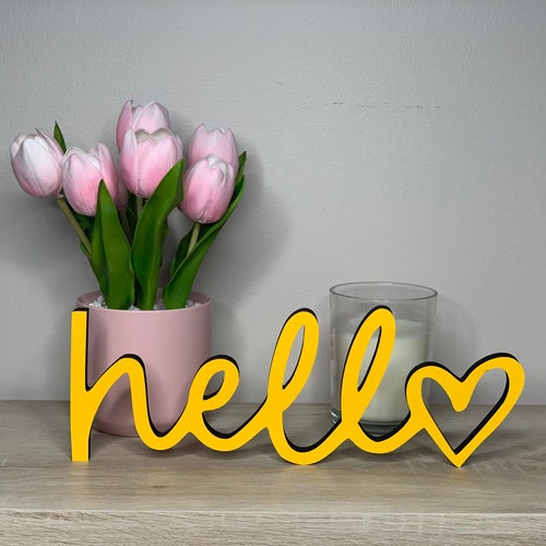 Welcome Freestanding Wood Sign 3d Sign Tabletop Decor Shelf - Etsy