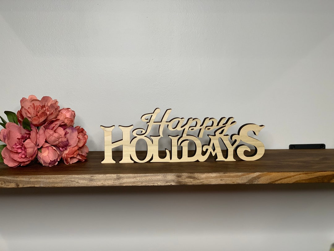 Happy Holidays Freestanding Wood Sign, Decor Fall Winter Decor Desk ...