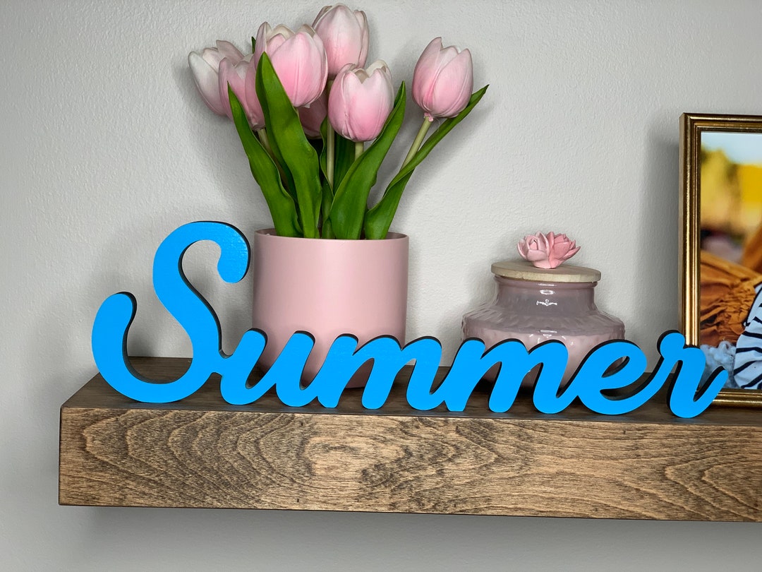 Summer Freestanding Wood Sign, Desk Decor, Shelf Decor, 3d Sign, Home ...