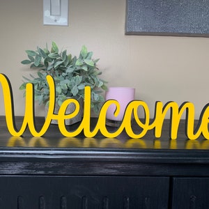 Welcome Freestanding Wood Sign, Desk Shelf, Floating Shelf, Entryway ...