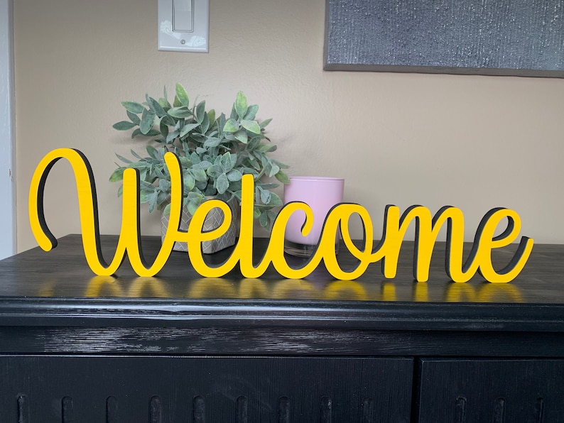 Welcome Freestanding Wood Sign, Desk Shelf, Floating Shelf, Entryway ...