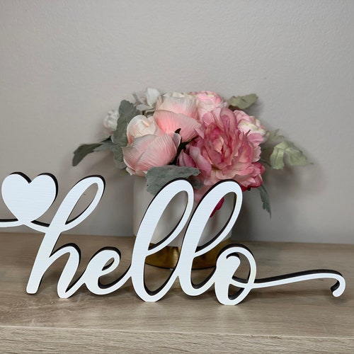 Welcome Freestanding Wood Sign 3d Sign Tabletop Decor Shelf - Etsy
