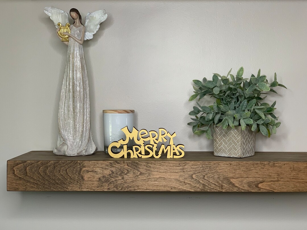 Merry Christmas Freestanding Wood Sign, Desk Decor, Christmas, Shelf ...