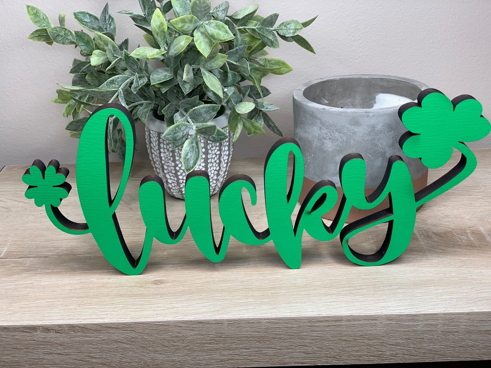 Lucky Freestanding Wood Sign 3d Sign Shelf Decor Desk - Etsy