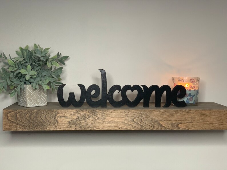 Welcome Freestanding Wood Sign 3d Sign Tabletop Decor Shelf - Etsy