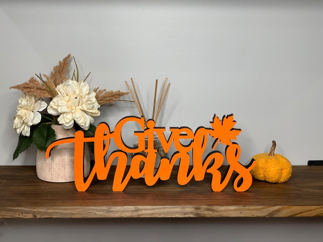 Give Thanks Wooden Sign: Freestanding Fall Decor - Etsy