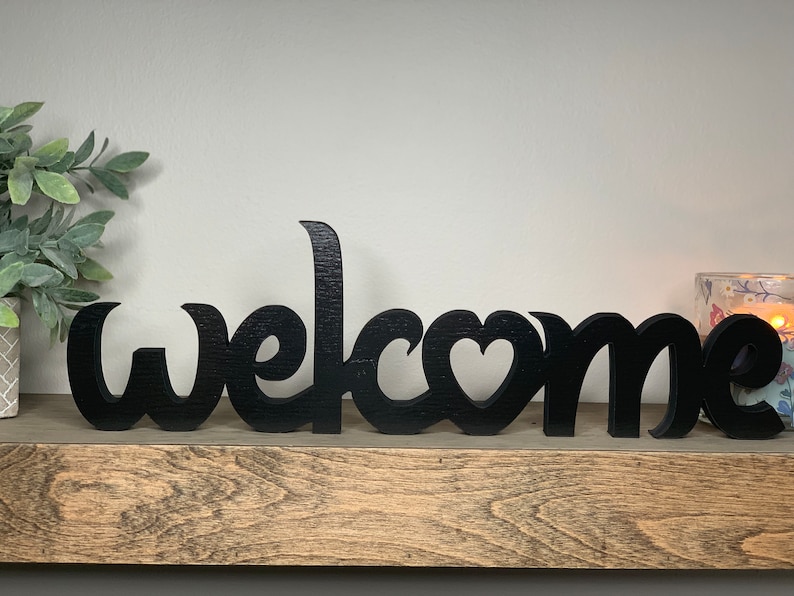 Welcome Freestanding Wood Sign 3d Sign Tabletop Decor Shelf - Etsy