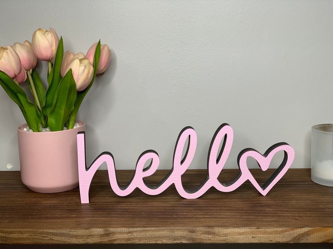 Hello Heart Wood Sign: Freestanding Shelf Decor - Etsy